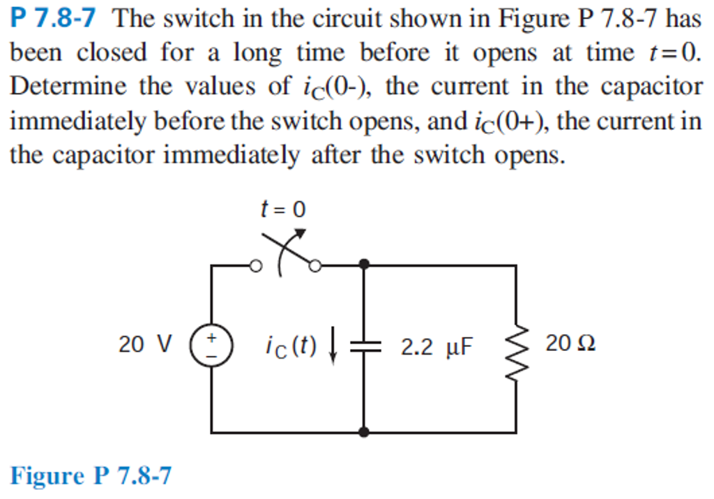 Solved The switch in the circuit shown in Figure P 7.8-7 has | Chegg.com