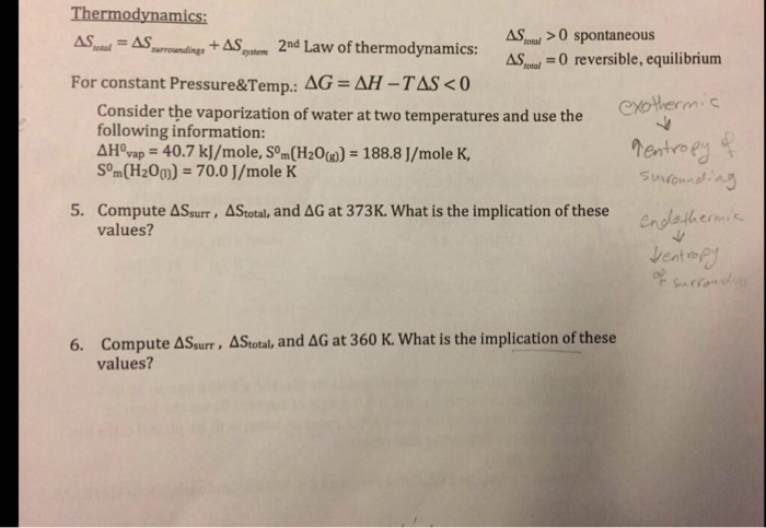 Solved Delta S_total = Delta S_surroundings + Delta S_system | Chegg.com