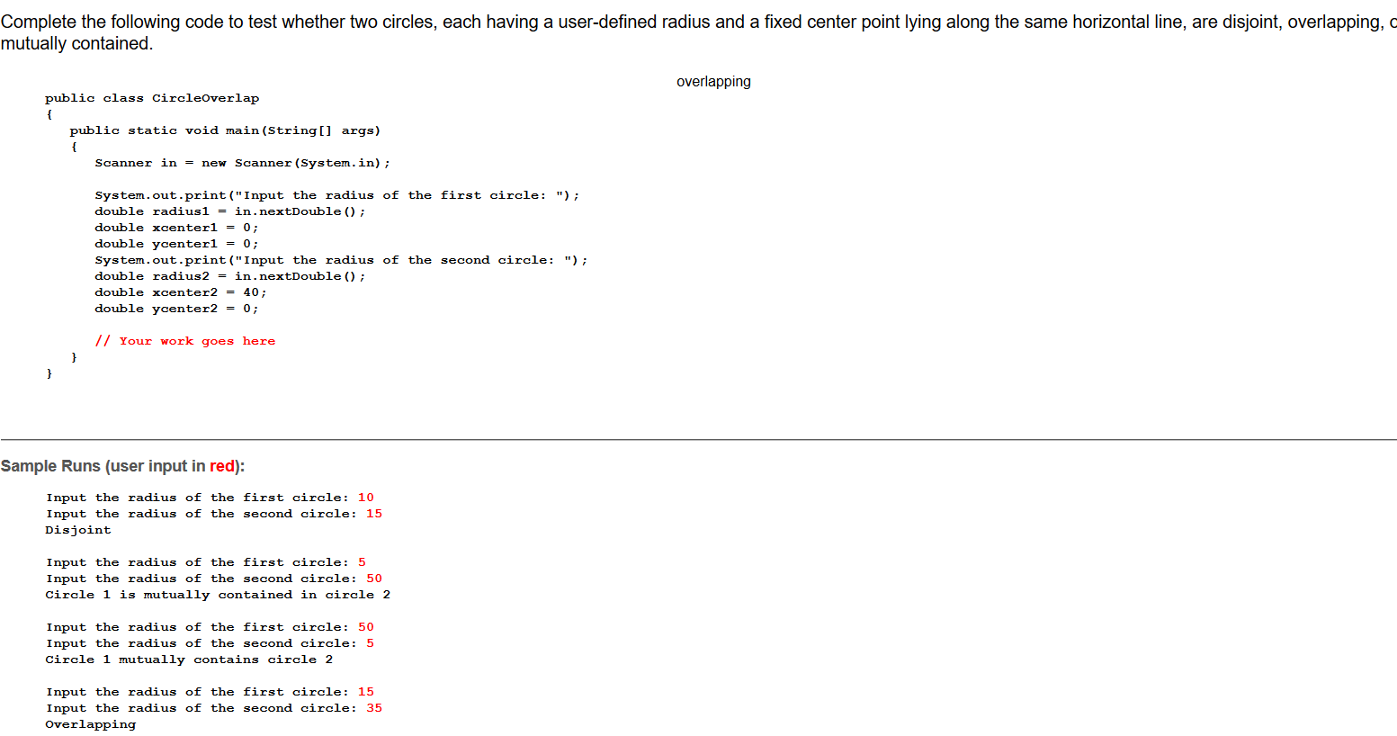 Solved Complete the following code to test whether two | Chegg.com