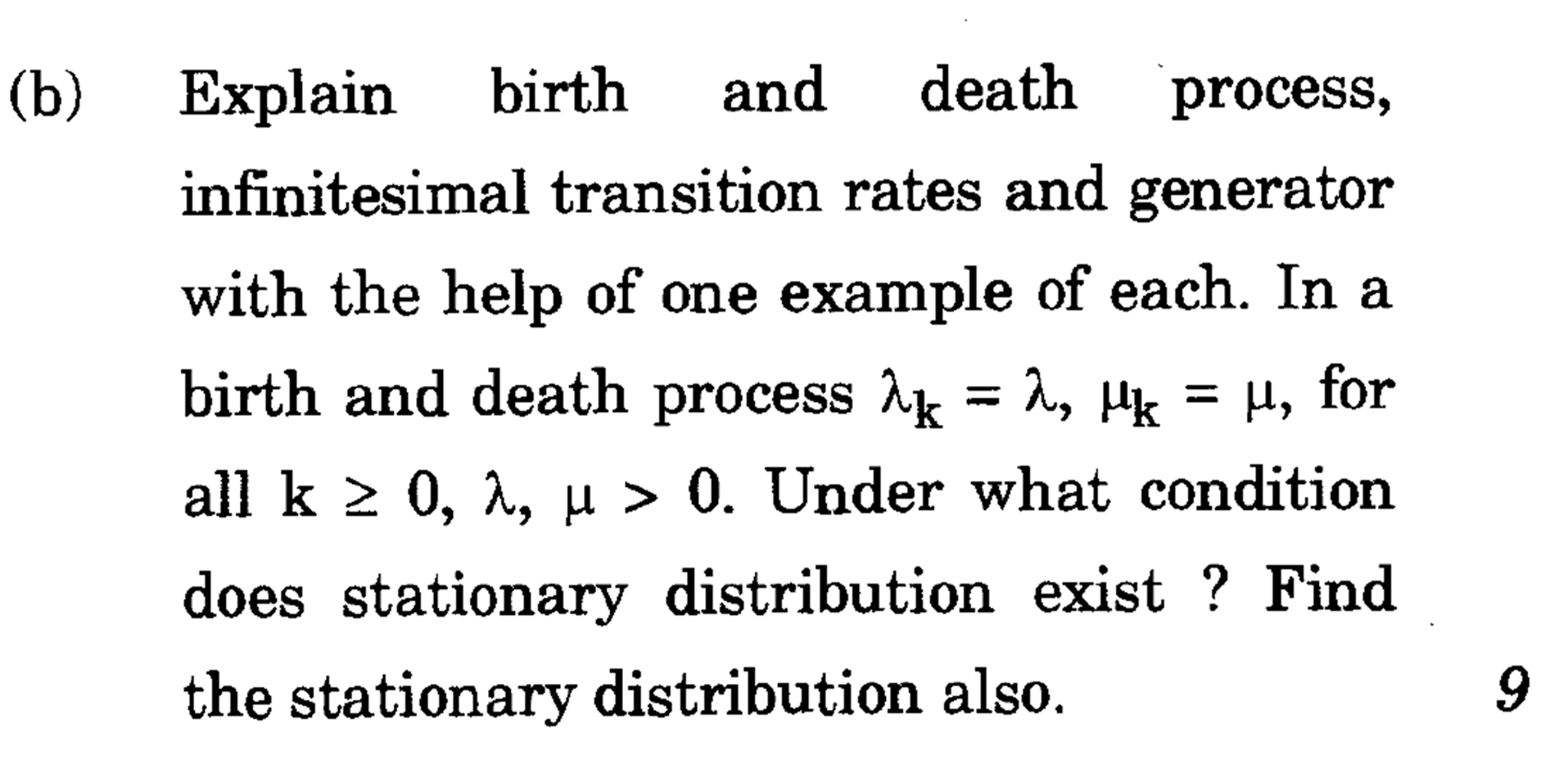 Explain birth and death process, infinitesimal | Chegg.com