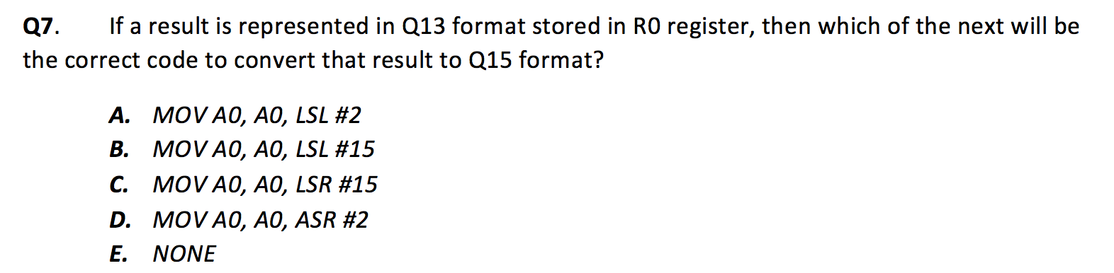 Solved If a result is represented in Q13 format stored in RO | Chegg.com
