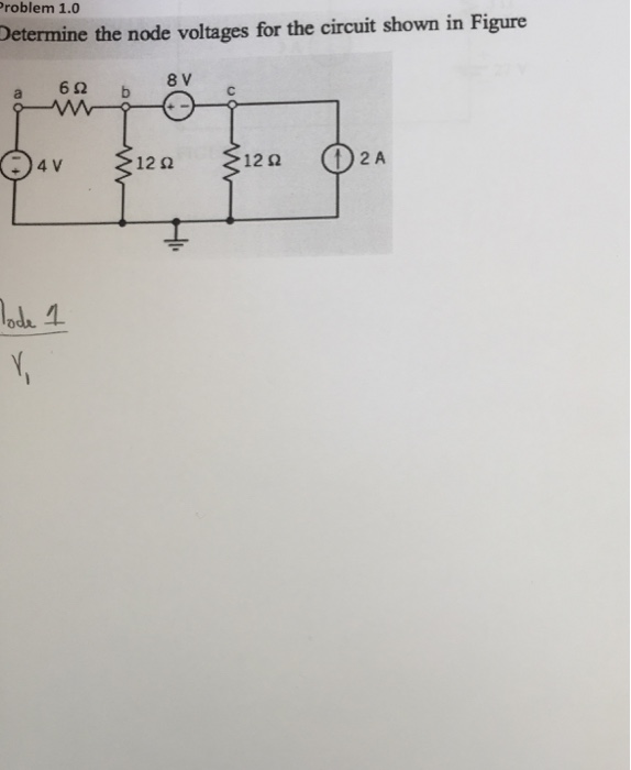 Solved Determine the node voltages for the circuit shown in | Chegg.com