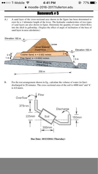Solved A sand layer of the cross-sectional area shown in the | Chegg.com