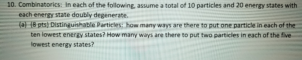 10. Combinatorics: In each of the following, assume a | Chegg.com