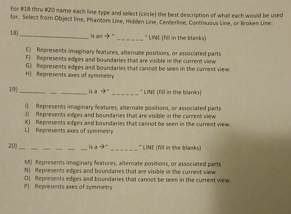 Solved For #18 thru #20 name each line type and select | Chegg.com