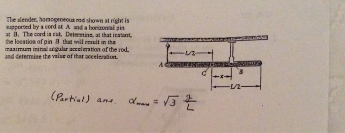 Solved The slender, homogeneous rod shown at right is | Chegg.com