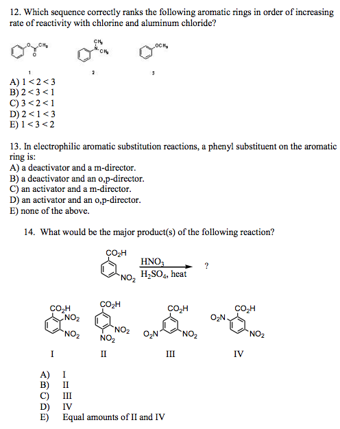 Solved Which sequence correctly ranks the following aromatic | Chegg.com