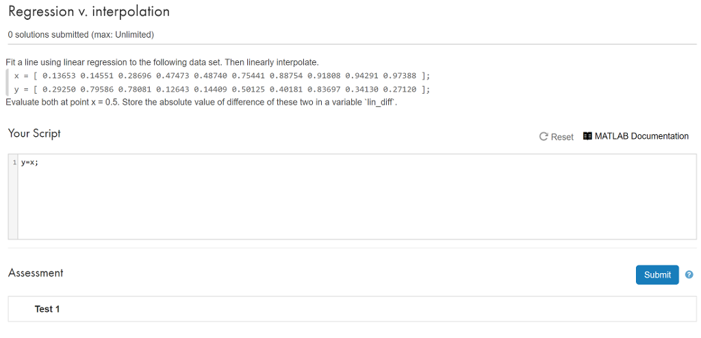 Solved Regression v. interpolation 0 solutions submitted | Chegg.com