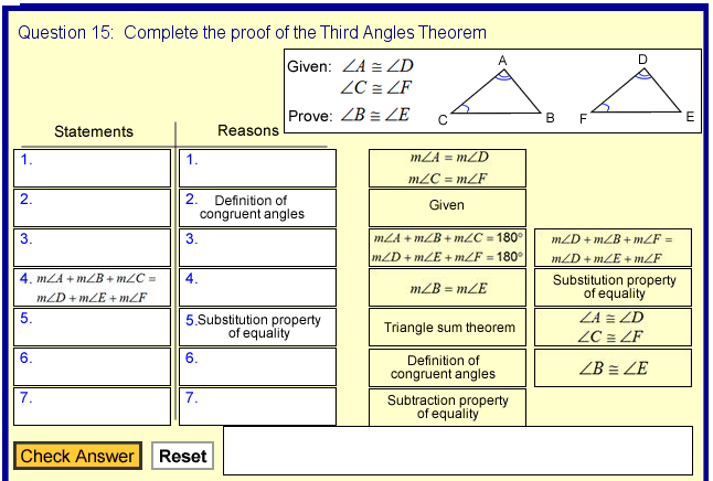 Solved Question 15: Complete the proof of the Third Angles | Chegg.com