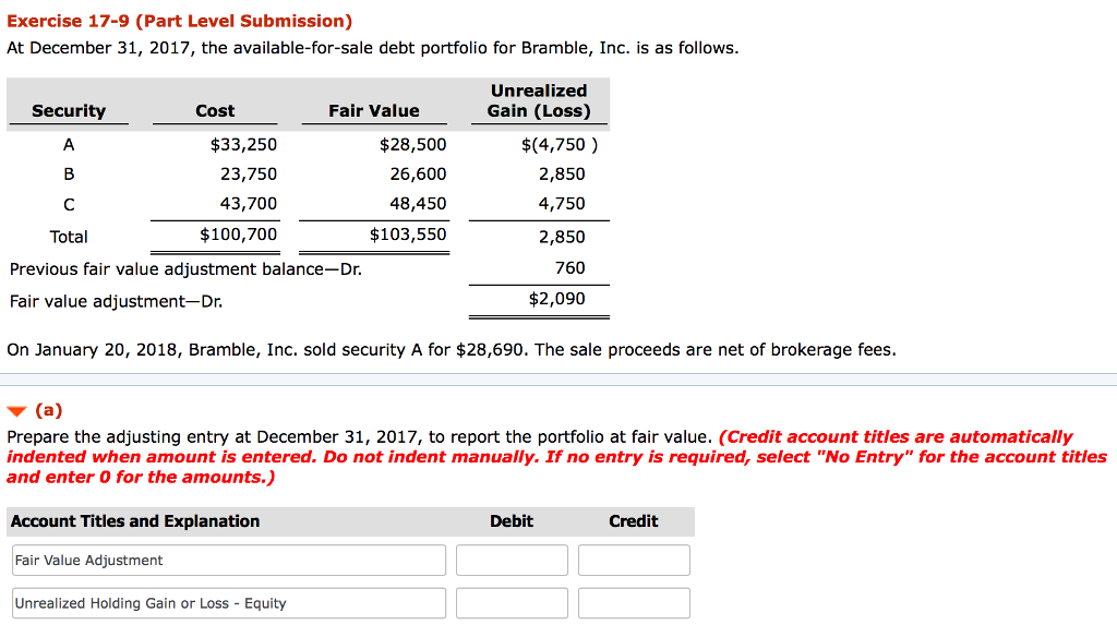 Solved Exercise 17-9 (Part Level Submission) At December 31, | Chegg.com