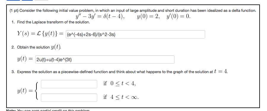 Solved (1 pt) Consider the following initial value problem, | Chegg.com