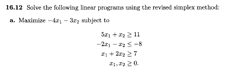 Solved 1612 Solve The Following Linear Programs Using The 