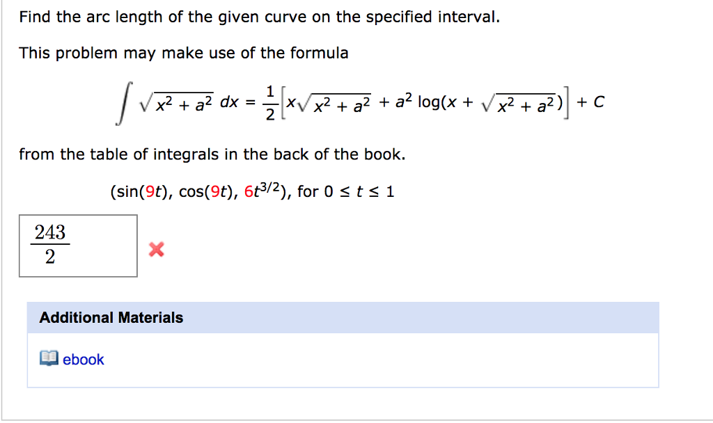 Solved Find the arc length of the given curve on the | Chegg.com