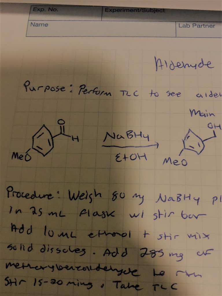 Solved Aldehyde Reduction with NaBH4 is the reaction above. | Chegg.com
