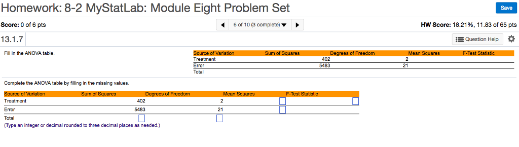 Solved Homework: 8-2 MyStatLab: Module Eight Problem Set | Chegg.com