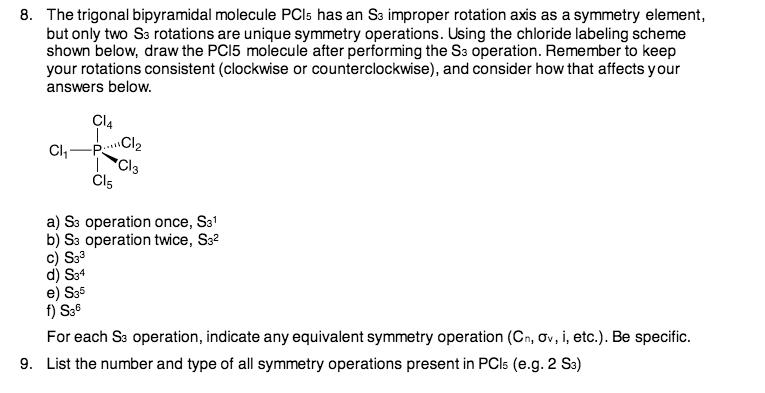 Solved The trigonal bipyramidal molecule PCI_5 has an S3 | Chegg.com