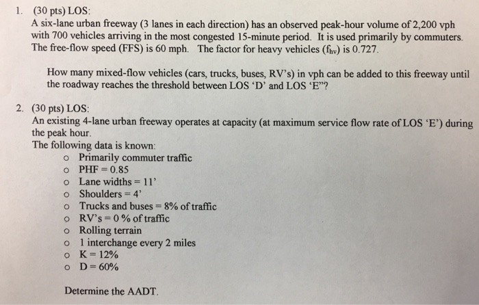 Solved A six-lane urban freeway (3 lanes in each direction) | Chegg.com
