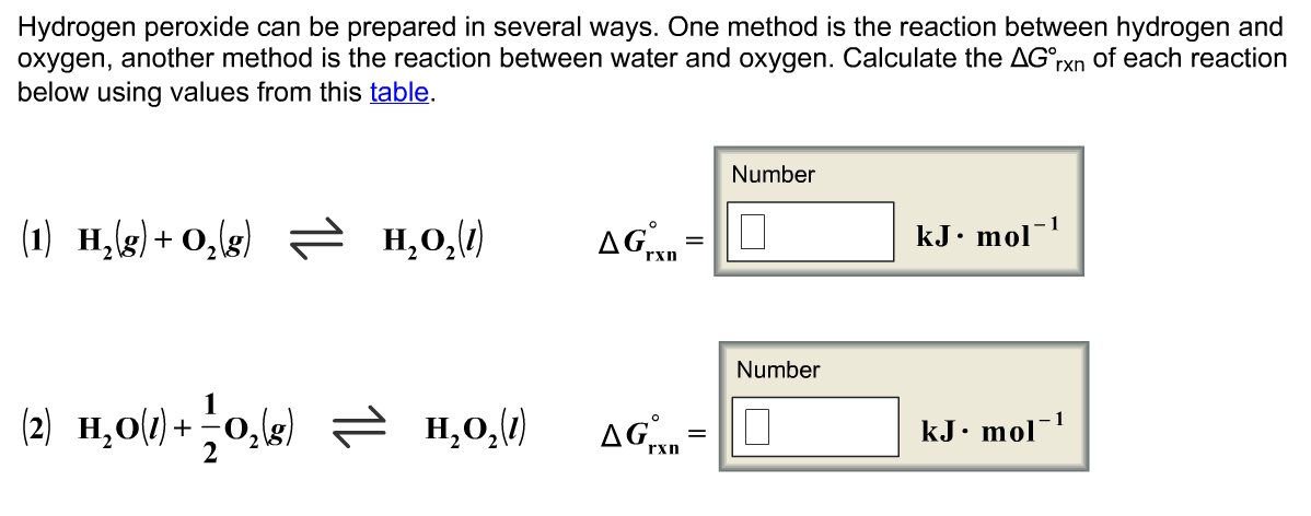 Solved Hydrogen peroxide can be prepared in several ways. | Chegg.com