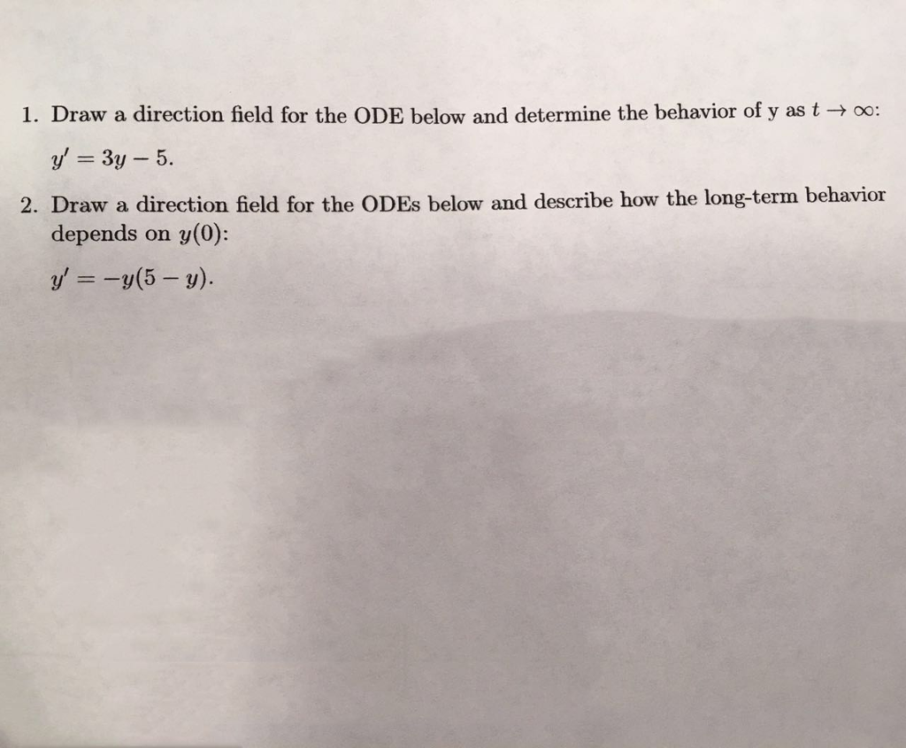 Solved Draw a direction field for the ODE below and | Chegg.com