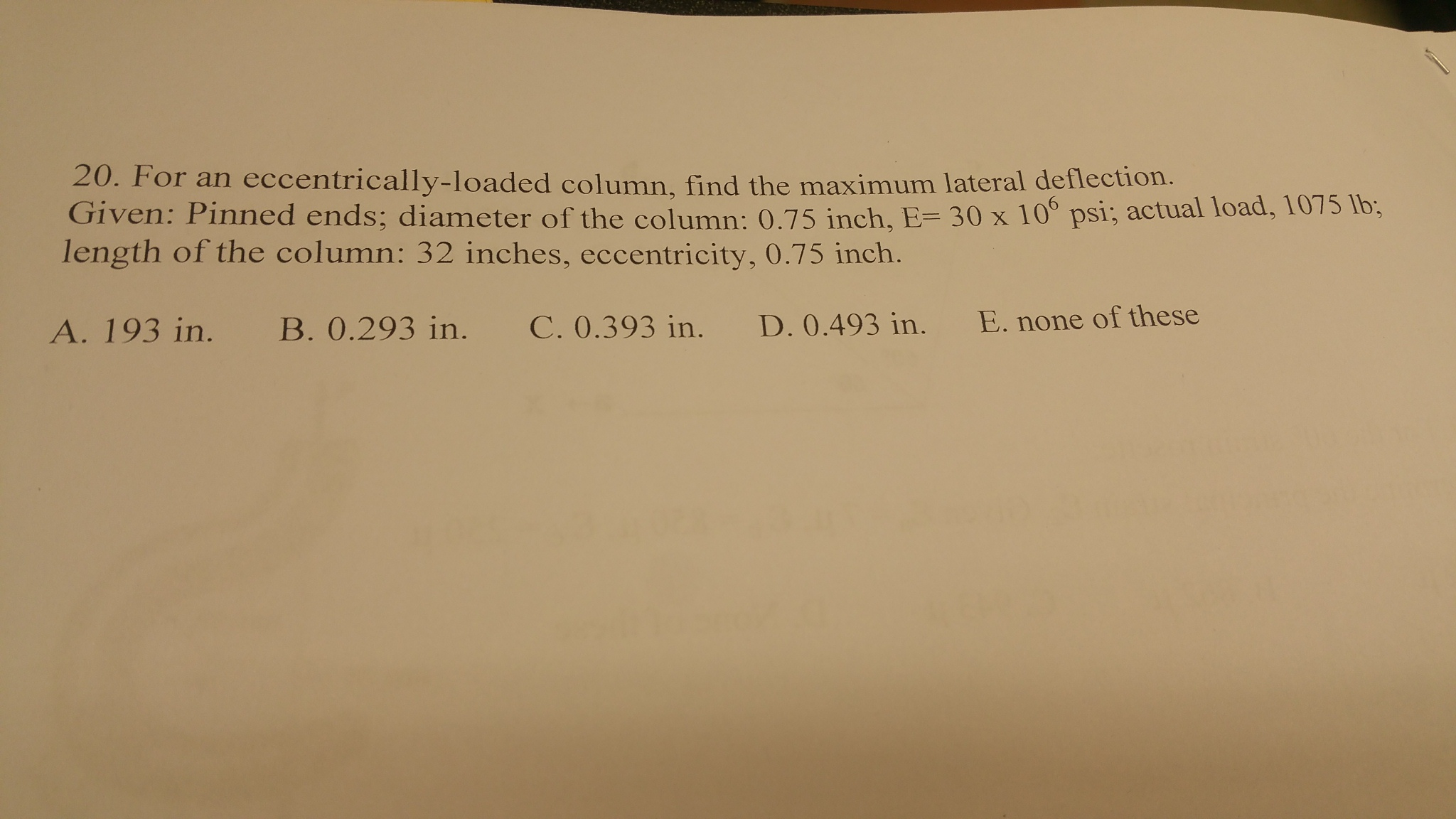 Solved For an eccentrically-loaded column, find the maximum | Chegg.com