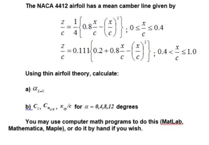 Solved Aerodynamics: the naca 4412 airfoil has a mean camber | Chegg.com