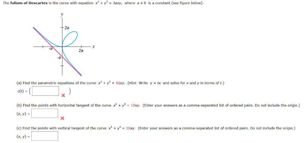 Solved The folium of Descartes is the curve with equation x3 | Chegg.com