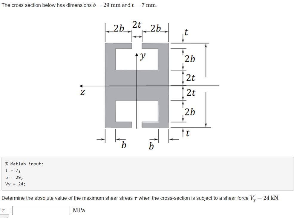 Solved The cross section below has dimensions b=29 mm and | Chegg.com