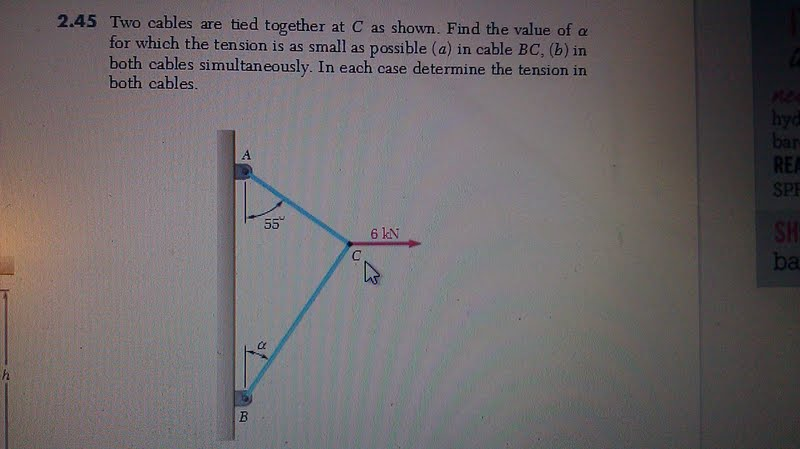 Solved Two cables are tied together at C as shown. Find the | Chegg.com
