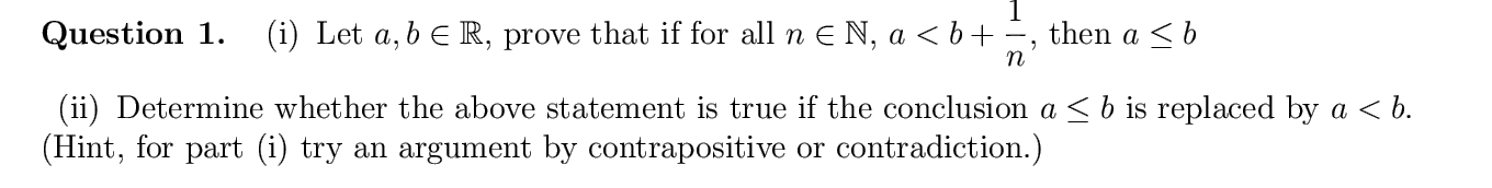 Solved Let a, b Element of R prove that if for all n Element | Chegg.com