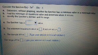 Solved Consider the function f(x) - 3x^2 - 30x -t. | Chegg.com