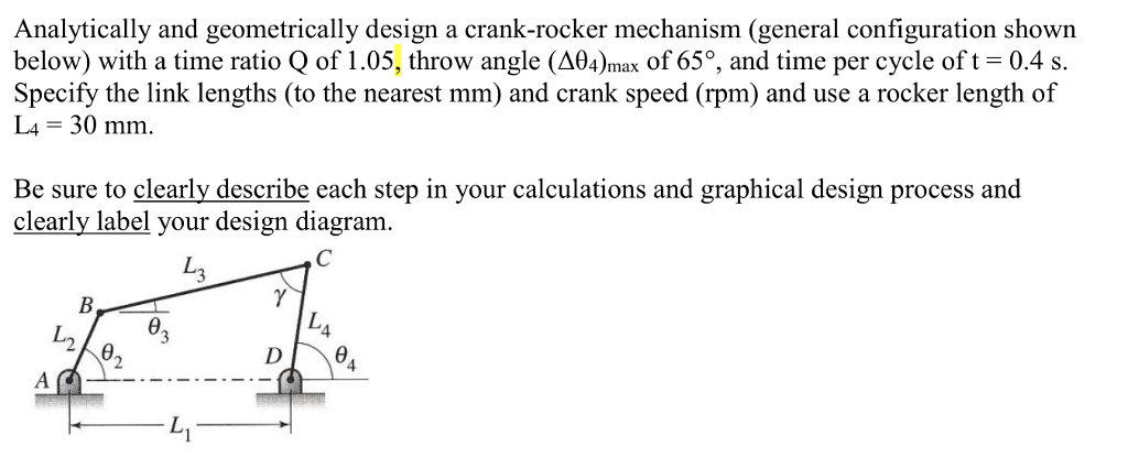 Solved Analytically and geometrically design a crank-rocker | Chegg.com