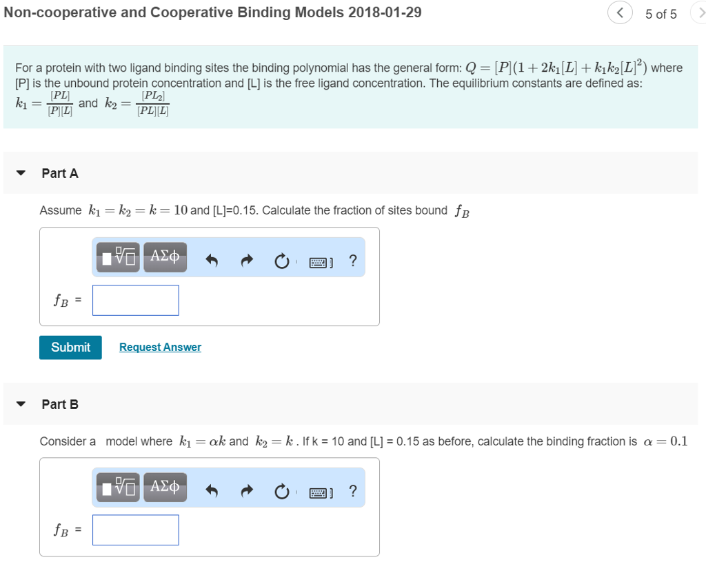 Non Cooperative And Cooperative Binding Models