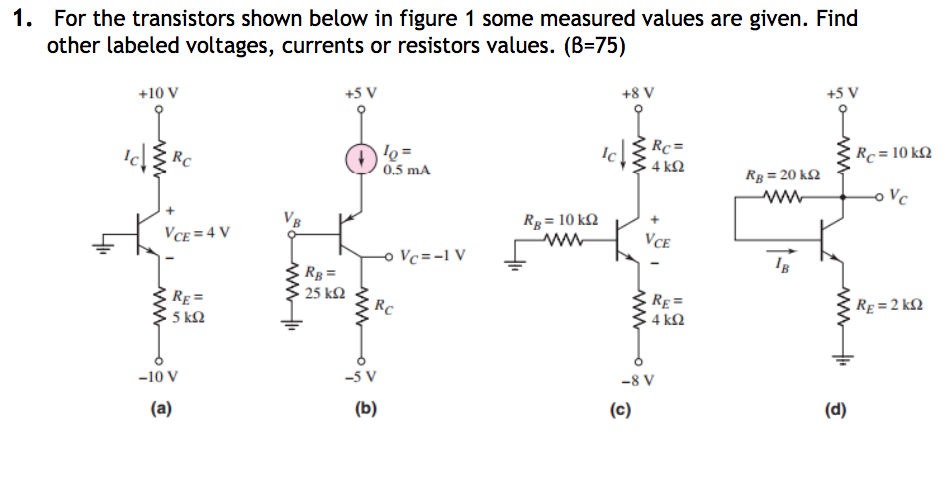 Solved 1. For the transistors shown below in figure 1 some | Chegg.com