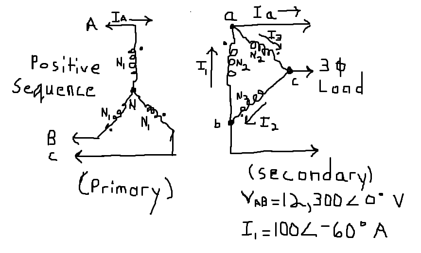 Solved Three ideal single-phase transformers are connected | Chegg.com
