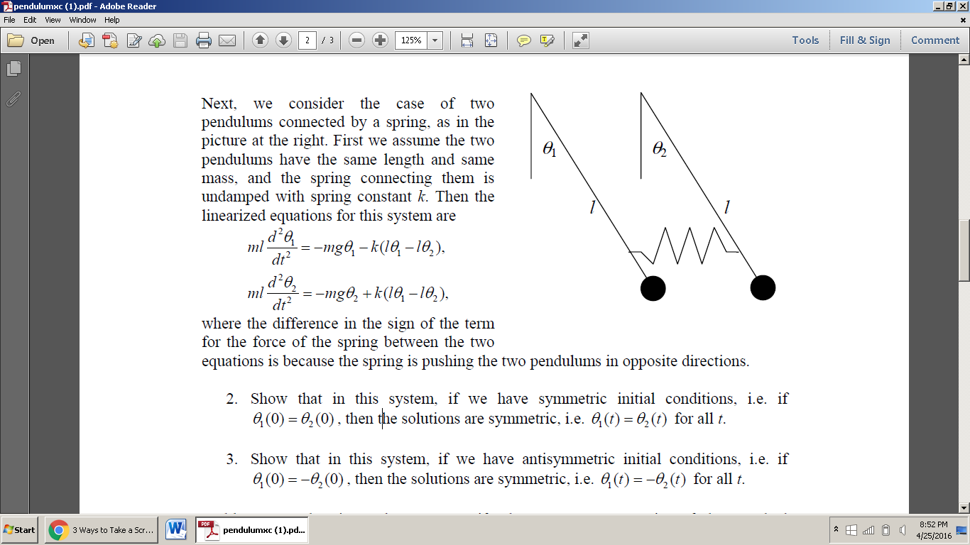 Next, we consider the case of two pendulums connected | Chegg.com