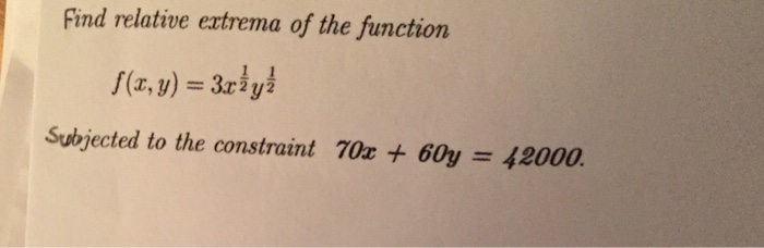 Solved Find relative extrema of the function f(x,y) = | Chegg.com
