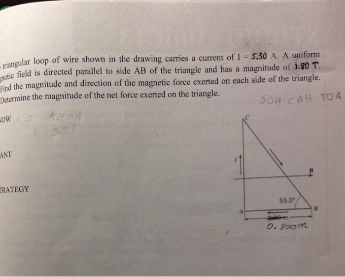 Solved A triangular loop of wire shown in the drawing | Chegg.com