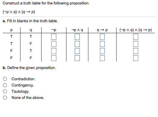 Solved Construct a truth table for the following | Chegg.com
