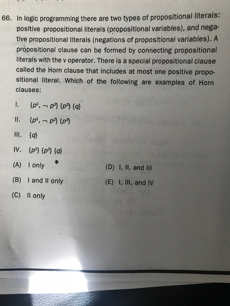 Solved 66. In logic programming there are two types of | Chegg.com