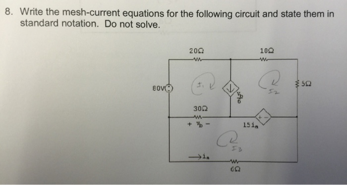 Solved Write the mesh- current equations for the following | Chegg.com