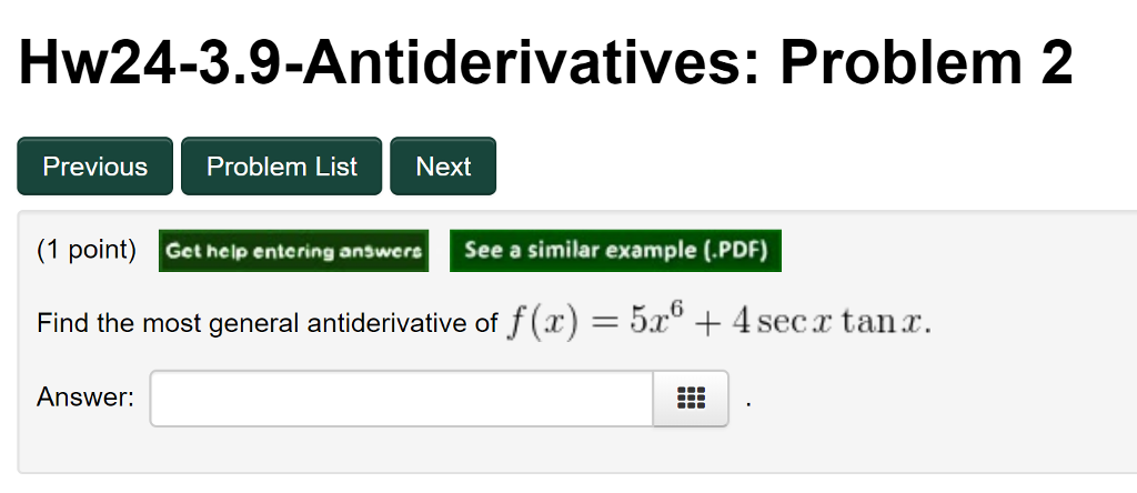 Solved Hw24 39 Antiderivatives Problem 2 Previous Problem
