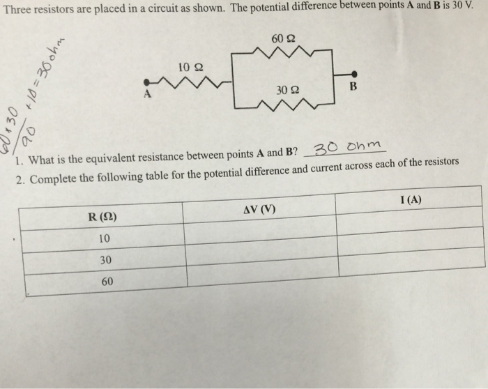 Solved Three resistors are placed in a circuit as shown. The | Chegg.com