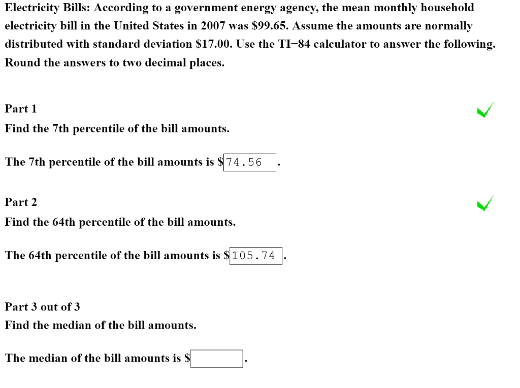 Solved Electricity Bills: According to a government energy | Chegg.com