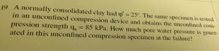 Solved A normally consolidated clay hud phi' = 25degree. The | Chegg.com