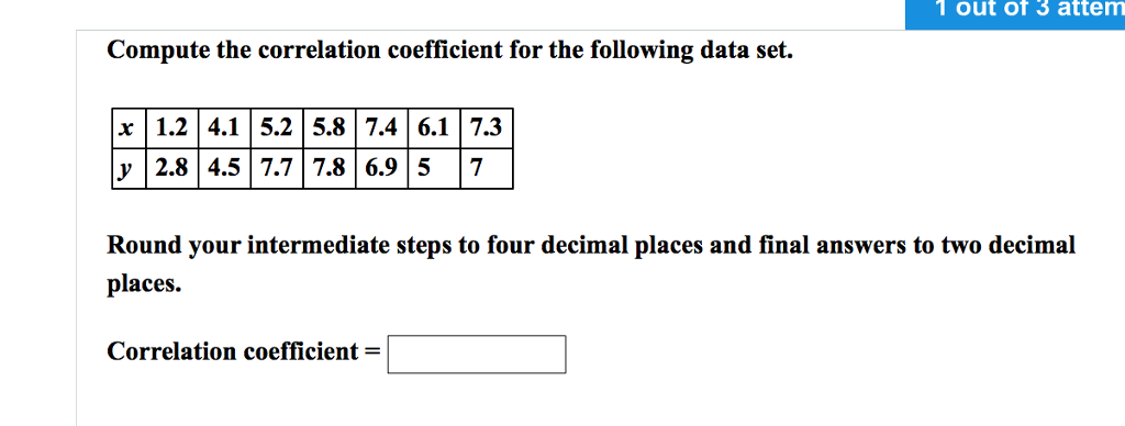 Solved Compute the correlation coefficient for the following | Chegg.com