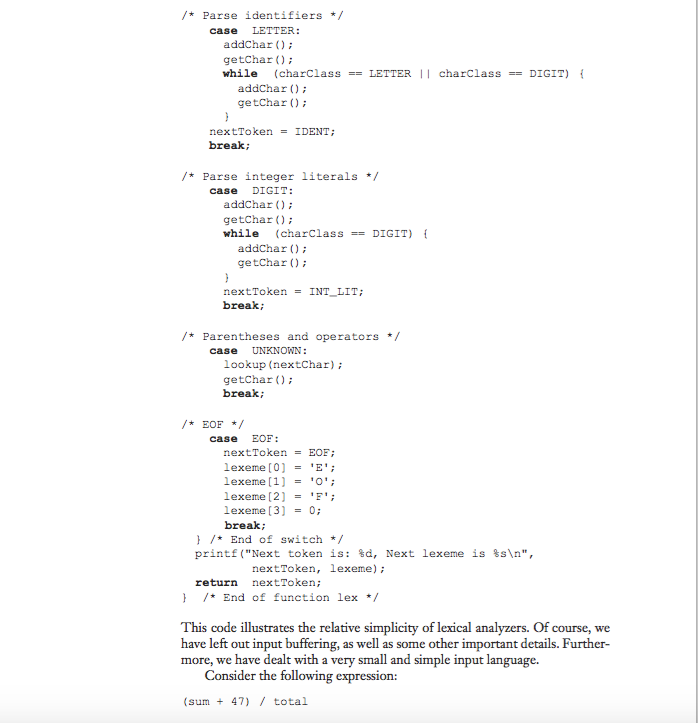 Fall 2017 Python Pattern Search Lexical Analyzer
