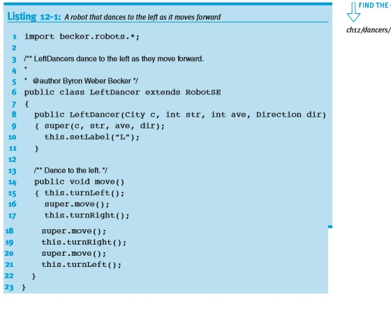 Solved FIND THE Listing 12-1: A robot that dances to the | Chegg.com