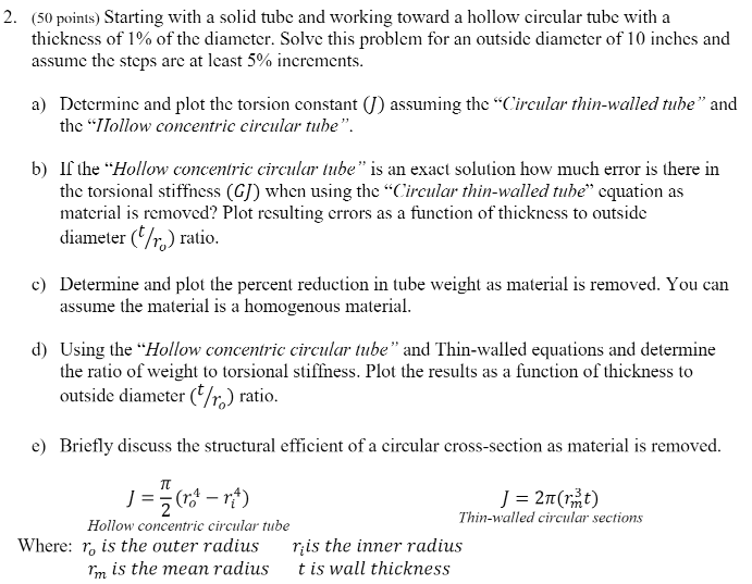 Solved 2. (50 points) Starting with a solid tubc and working | Chegg.com