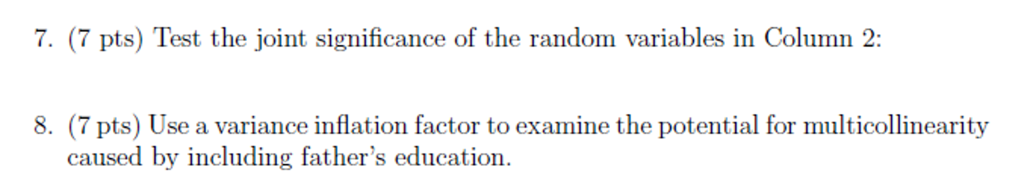 Test the joint significance of the random variables | Chegg.com