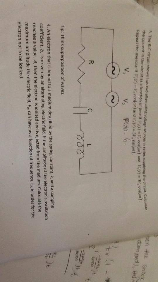 Solved The RIC circuit shown has two alternating voltage | Chegg.com